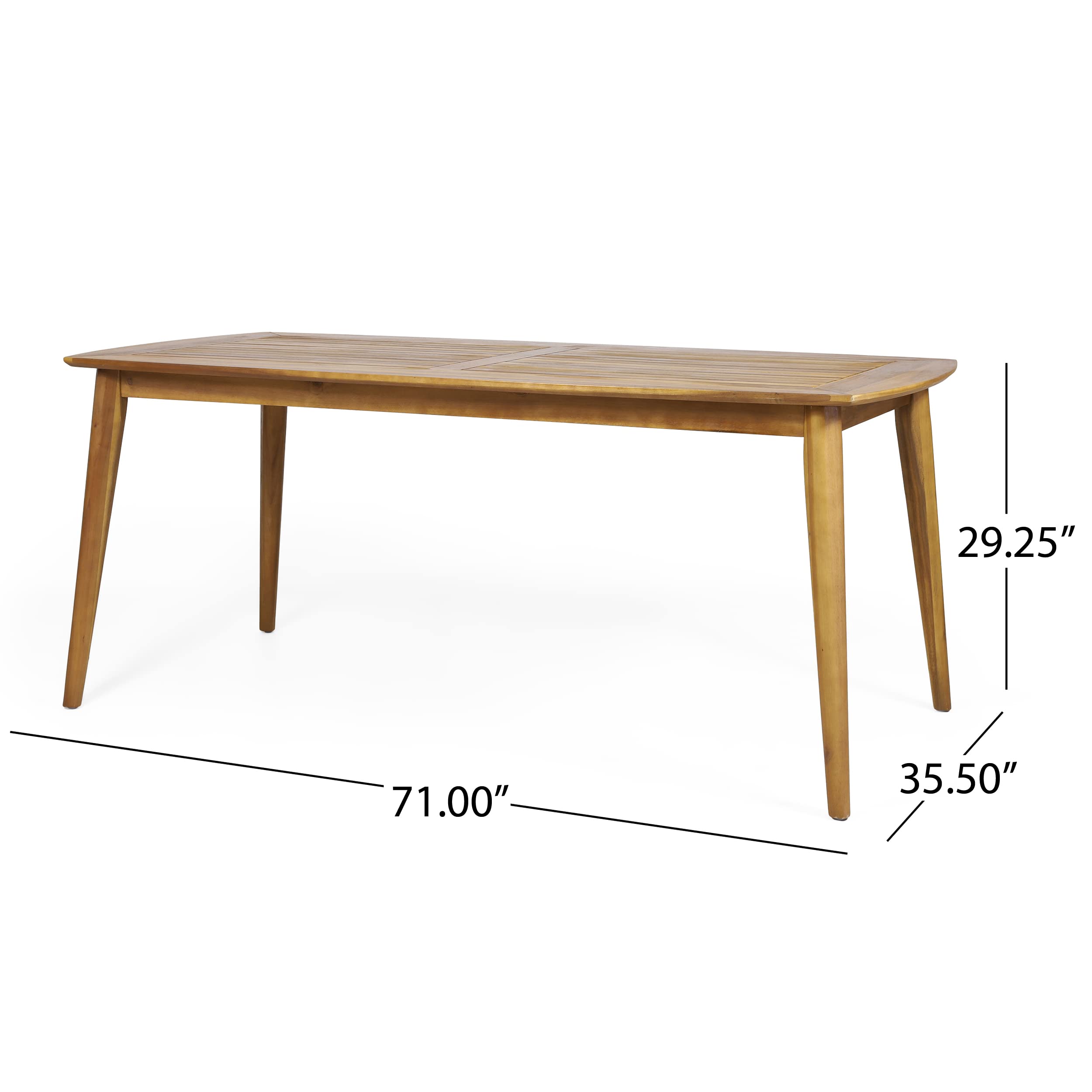 Christopher Knight Home Llando Outdoor 7-Piece Acacia Wood Dining Set, 21.25 "W x 23.25 "D x 35.5 "H, Teak + Cream