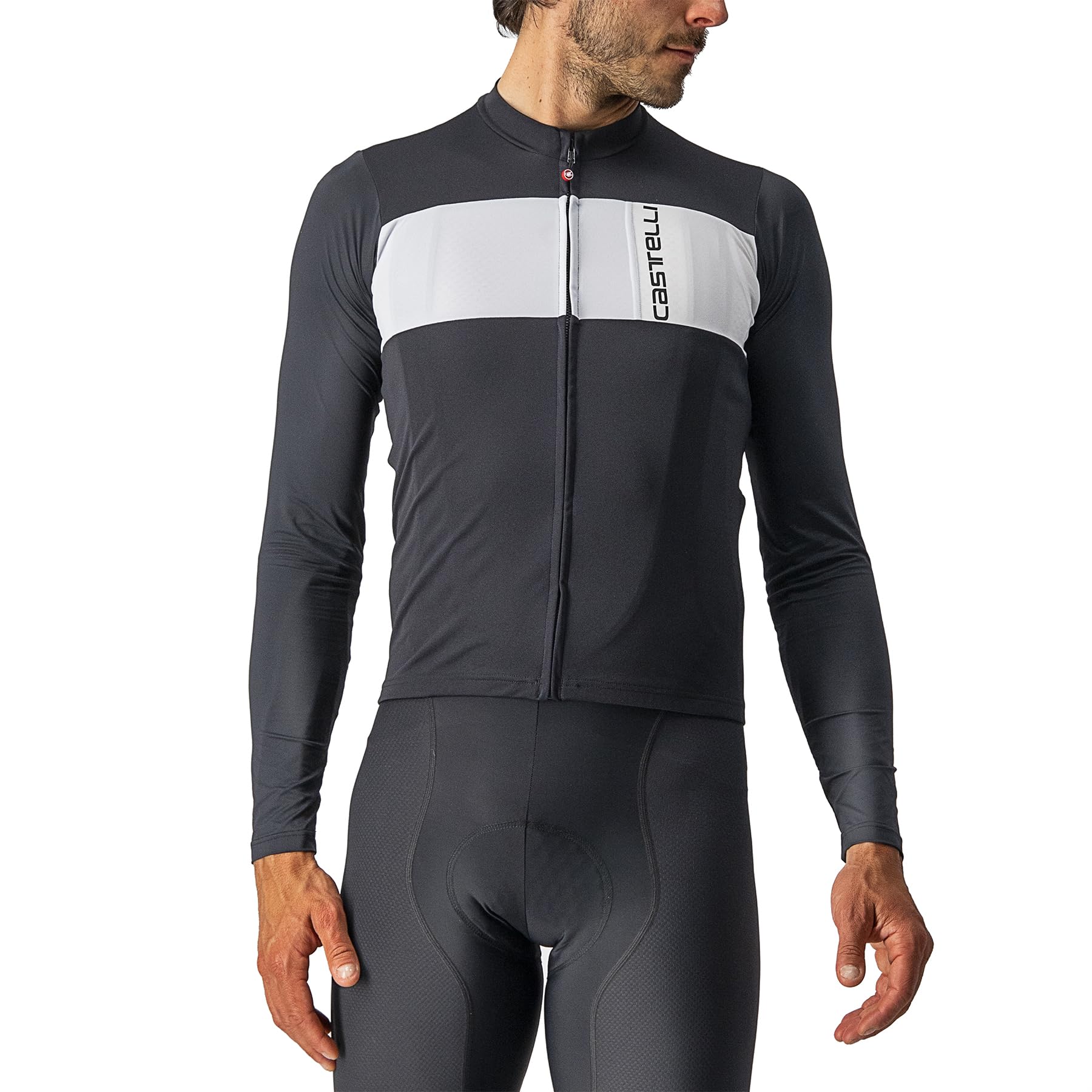 Castelli Prologo 7 Long-Sleeve Jersey - Men's Light Black/Silver Gray/Ivory, L
