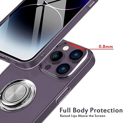Guuboly Crystal Clear iPhone 14 Pro Max Case - 6.7" Ring Holder Kickstand, Slim, Shock Absorption Bumper