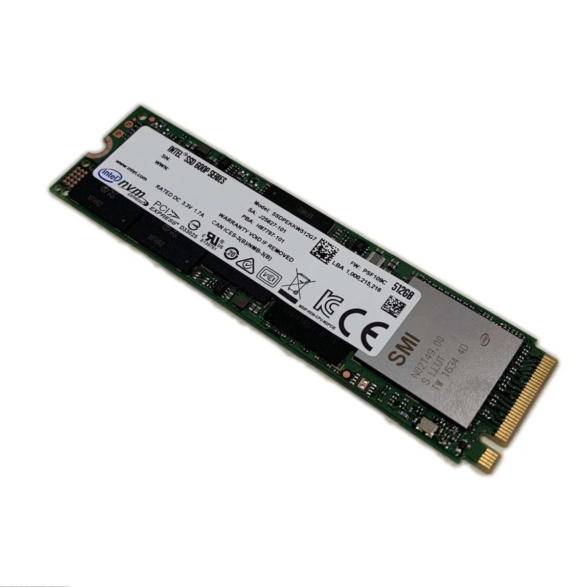 Intel SSD 512GB TLC 600P M.2 2280 80mm NVMe PCIe Gen3 x4 SSDPEKKW512G7 Solid State Drive for NUC Laptop Desktop Ultrabook FW PSF109C