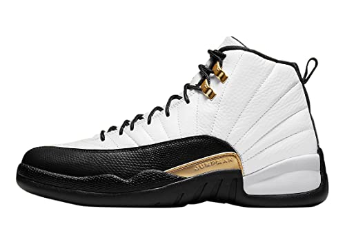 Nike Jordan Mens Air Jordan 12 Retro CT8013 170 Royalty Taxi - Size 10, White/Black-metallic Gold