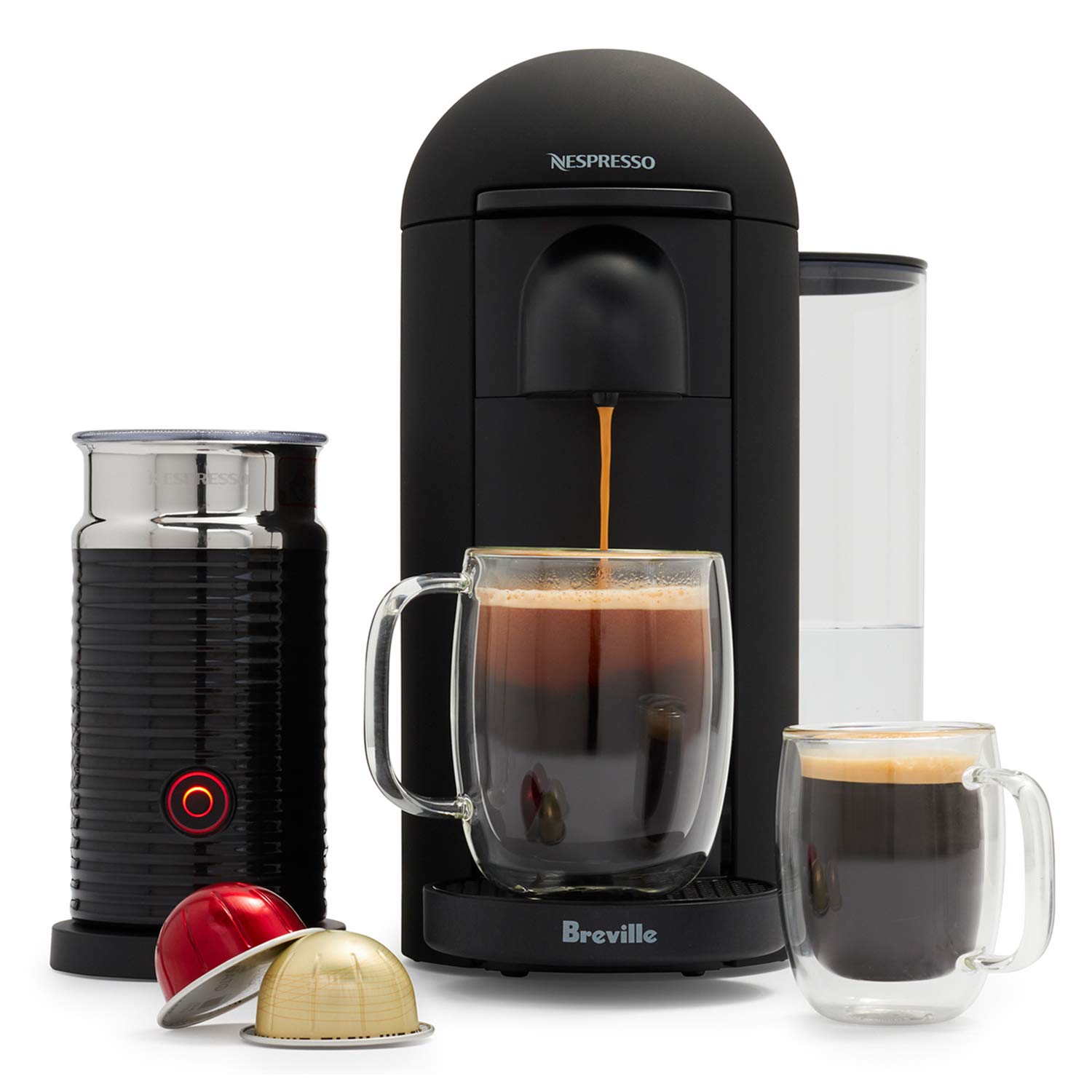 Nespresso BNV455MTB VertuoPlus Espresso Machine with Aeroccino by Breville, Matte Black