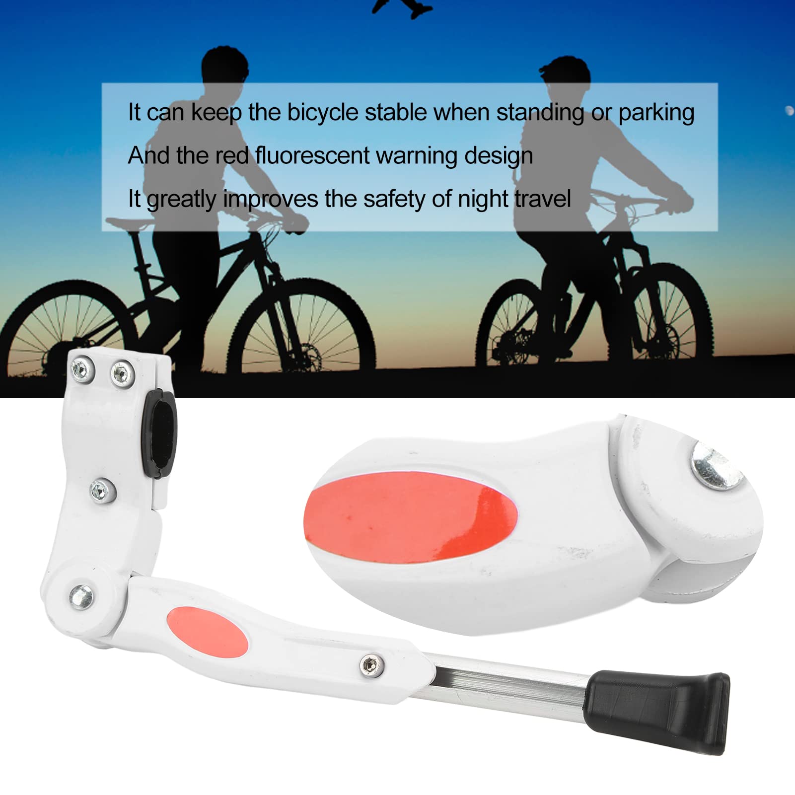 Bicycle Side Support, Bike Kickstand Improve Security Waterproof Anti Slip Design for Mountain Bike for Racing Car White