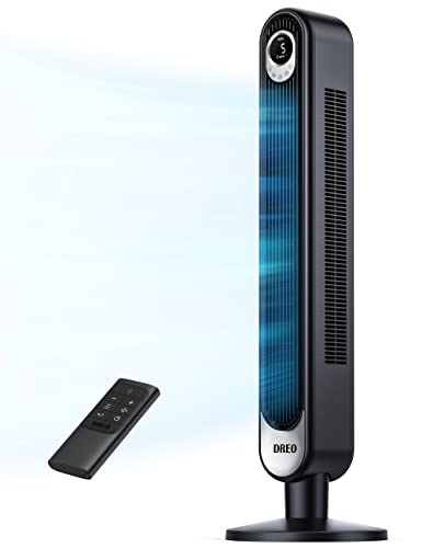 Dreo Tower Fan 42 Inch, Cruiser Pro T1 Quiet Oscillating Bladeless Fan with Remote, 6 Speeds, 4 Modes & Table Fans for Home Bedroom, 9 Inch Quiet Oscillating Floor Fan with Remote, Air Circulator