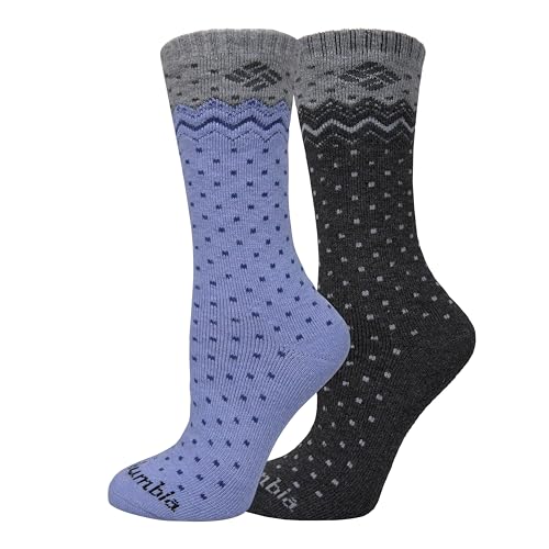 Columbia Womens Dottie Wool Crew 2-pack Casual Sock, Serenity Blue, 9-11 US