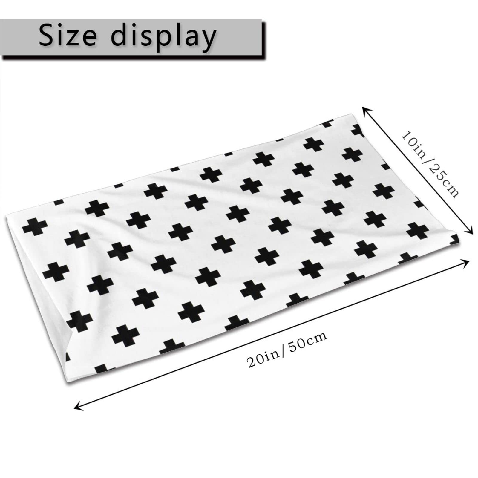 Black and White Swiss Cross Pattern Face Mask Neck Gaiter Bandana Warmer Lightweight Balaclava Black
