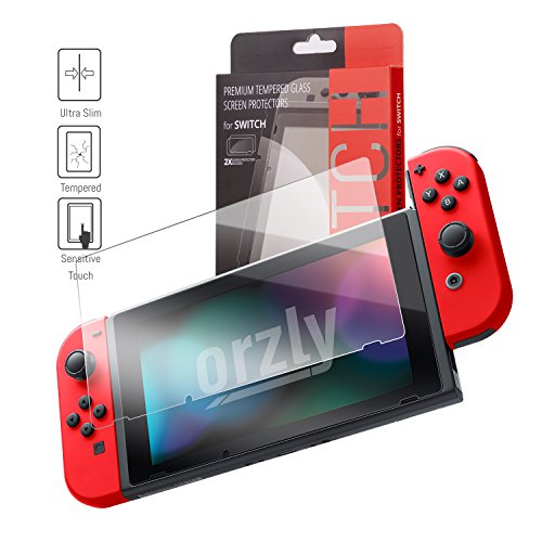 Orzly Switch Accessories Bundle – Carry Case for Nintendo Switch Console (NOT OLED MODEL) Tempered Glass Screen Protectors, USB Charging Cable, Switch Games Case, Comfort Grip Case & Headphones - RED