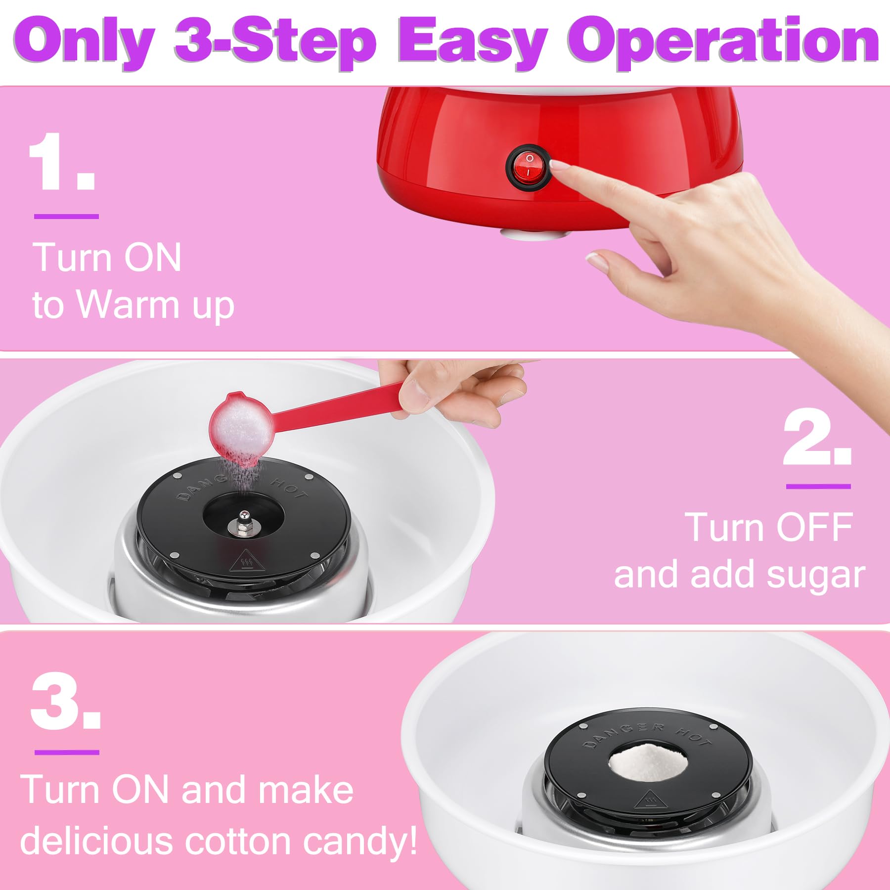 Cotton Candy Machine for Kids,Homemade Portable Cotton Candy Maker for Birthday, DIY, Party Gatherings,Christmas Halloween Gift