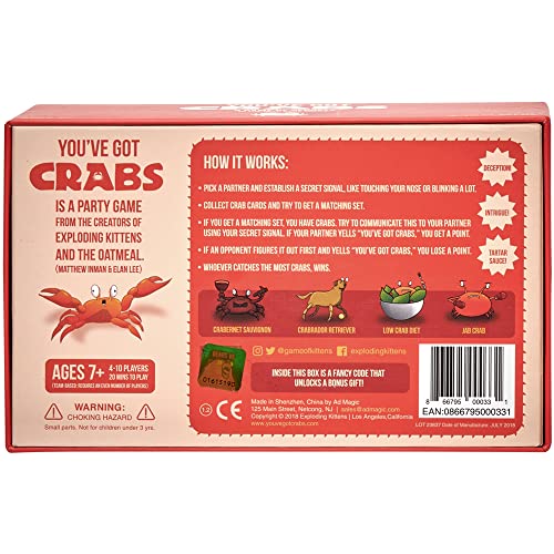 You've Got Crabs by Exploding Kittens - A Card Game Filled with Crustaceans and Secrets - Family-Friendly Party Games For Adults, Teens & Kids