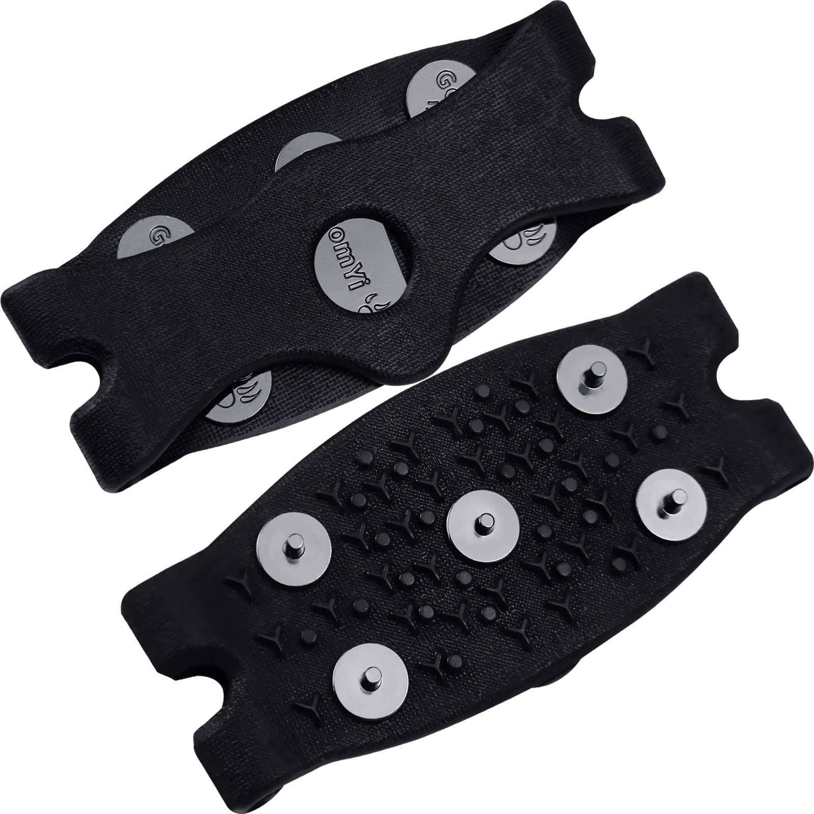 Black Anti-Skid Traction Grips Crampons Spikes Cleats Ice Claws for Walking Jogging Hiking Mountaineering Ice Snow Grips