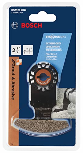 BOSCH OSM212DG 1-Piece 2-1/2 In. x 1/8 In. StarlockMax Oscillating Multi Tool Grout & Abrasive Diamond Grit Segmented Saw Blade for Extreme-Duty Applications in Grout Removal