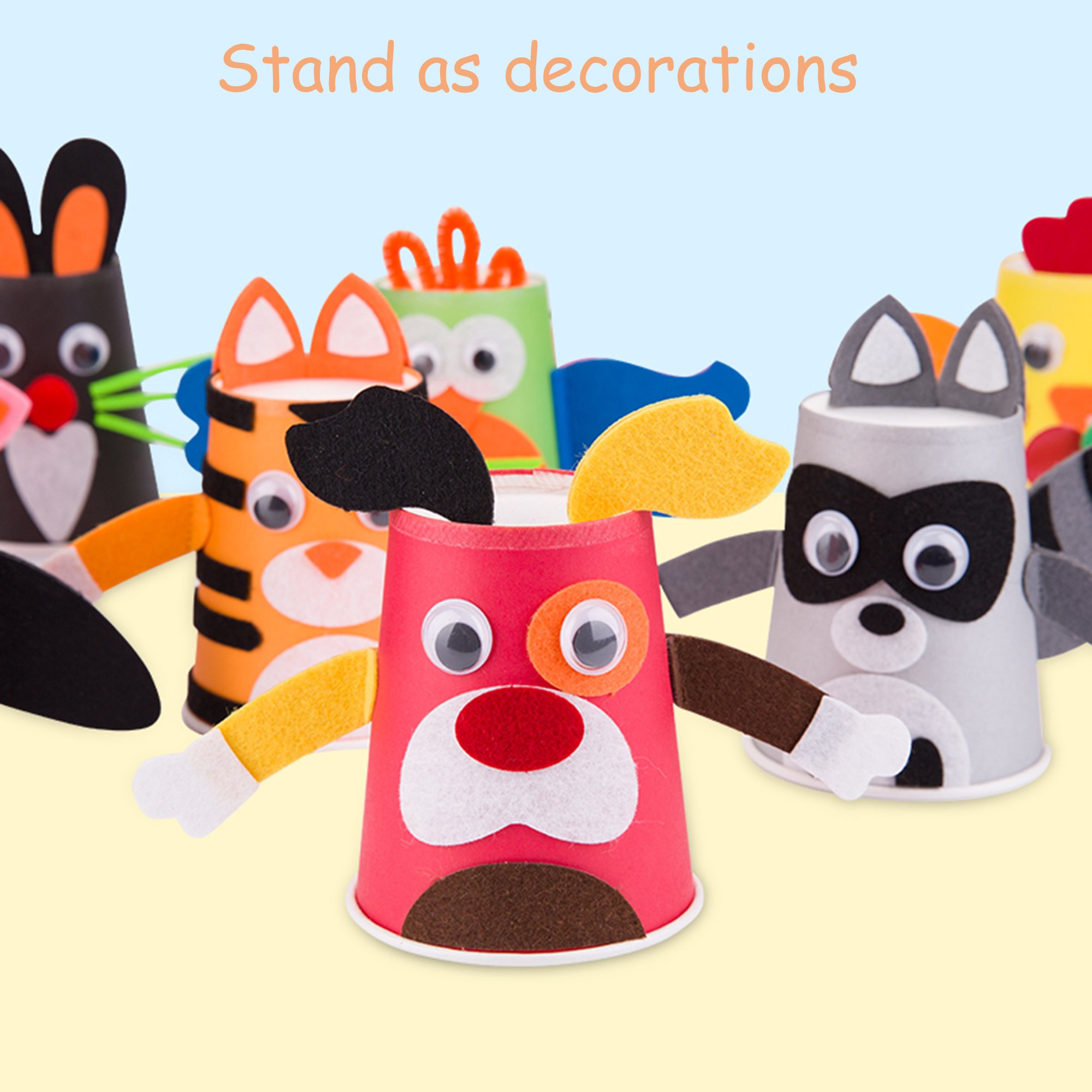 Mobee Felt Paper Cup Sticker DIY Craft Kits Paper Art Training Early Educatioanl Playing Toys Kids