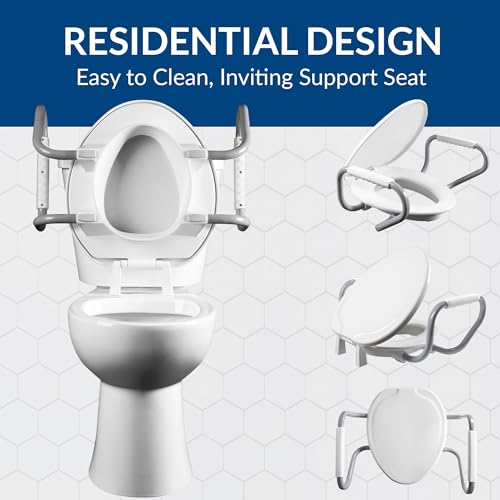 Bemis 7YR85320H20 Assurance with Clean Shield Toilet Support Arms Attachment, Round 3" Raised Seat with Bidet Bundle, White