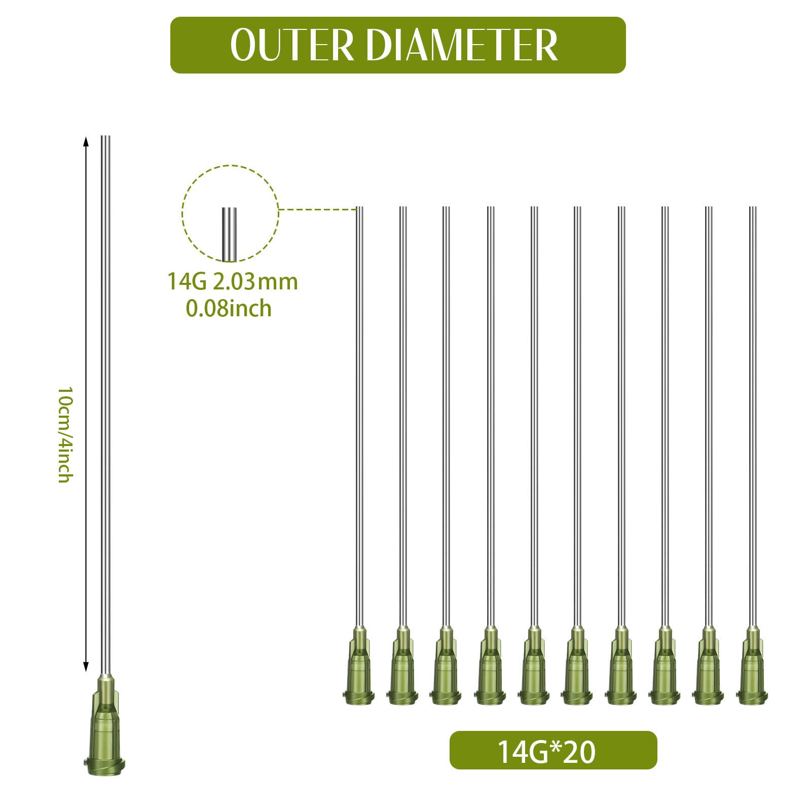 Honoson 20 Pack 4" Syringes with Needle 14 Gauge Blunt Tip Dispensing Needle Industrial with Luer Connector Needle