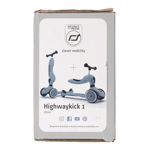 Scoot & Ride 2-in-1 Ride-On & Stand Kids Scooter, Ages 1 to 5, Highwaykick 1, Steel