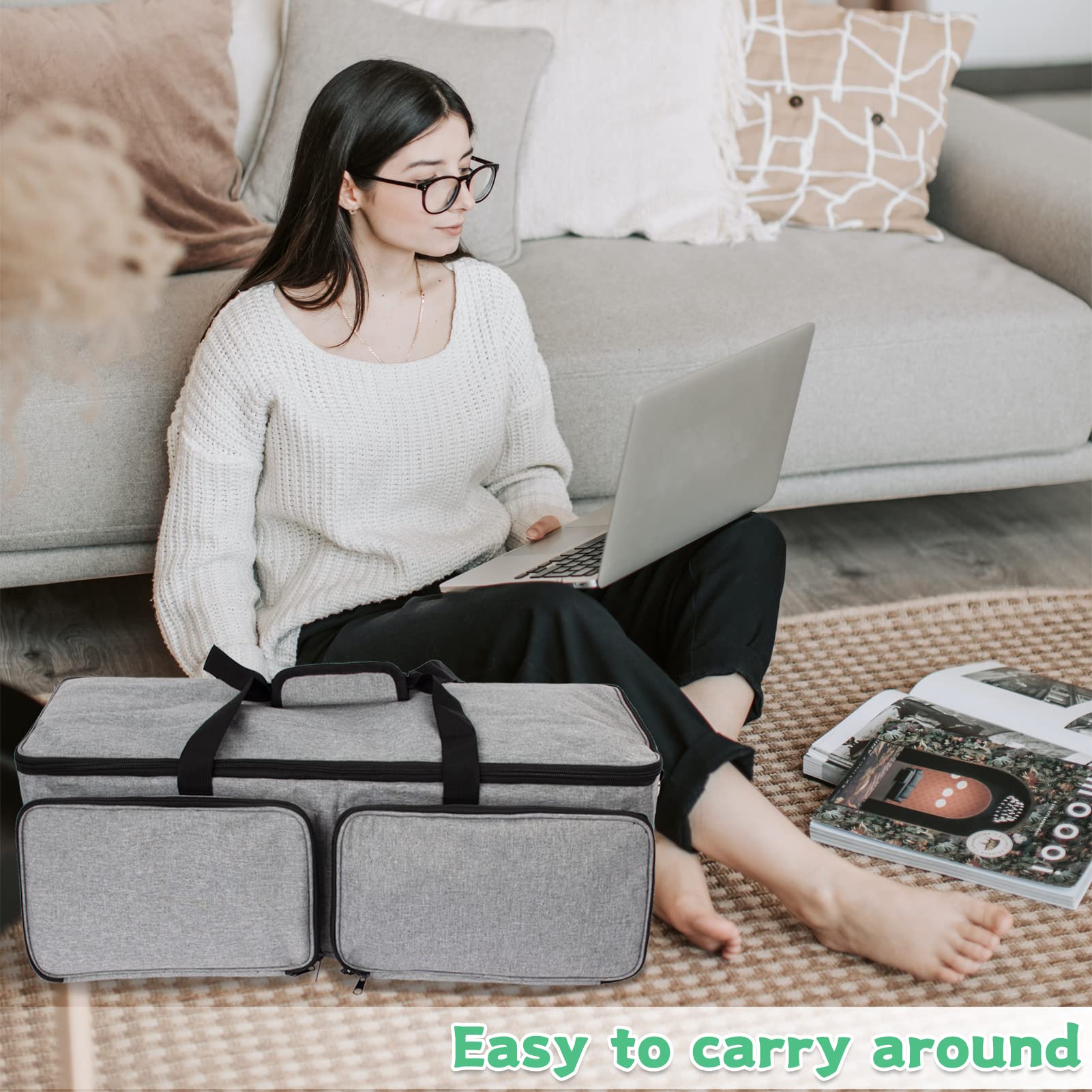 Carrying Bag for Cricut Maker with Dust Cover Compatible with Die Cut Machine, LASZOLA Double Layer Carrying Case Travel Storage Bag for Cricut Explore Air 2 and Silhouette Cameo 4 - Black