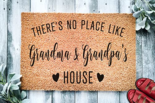 Customizable - There's No Place Like Grandma and Grandpa's House Doormat - Premium Quality, Thick & Made in the USA