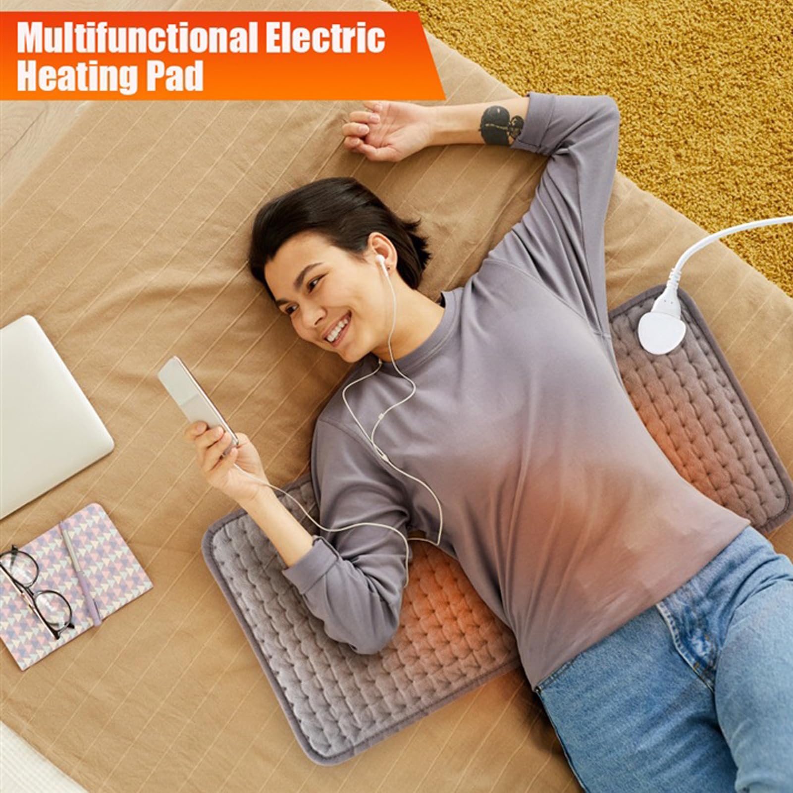 Electric Heating Pad, Small Multifunctional Electric Heated Blanket, Digital Display 12 Level Timing,Hot Pad for Arms and Legs