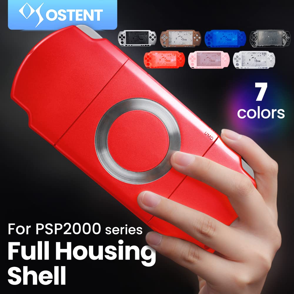 OSTENT Full Housing Shell Faceplate Case Parts Replacement for Sony PSP 2000 Console Color Red