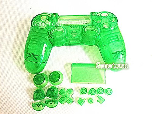 New Replacement Full Housing Shell Cover Case Protective Hard Skin Kits With Buttons Set for Sony Playstation 4 PS4 Dualshock 4 Wireless controller -Transparent Green.