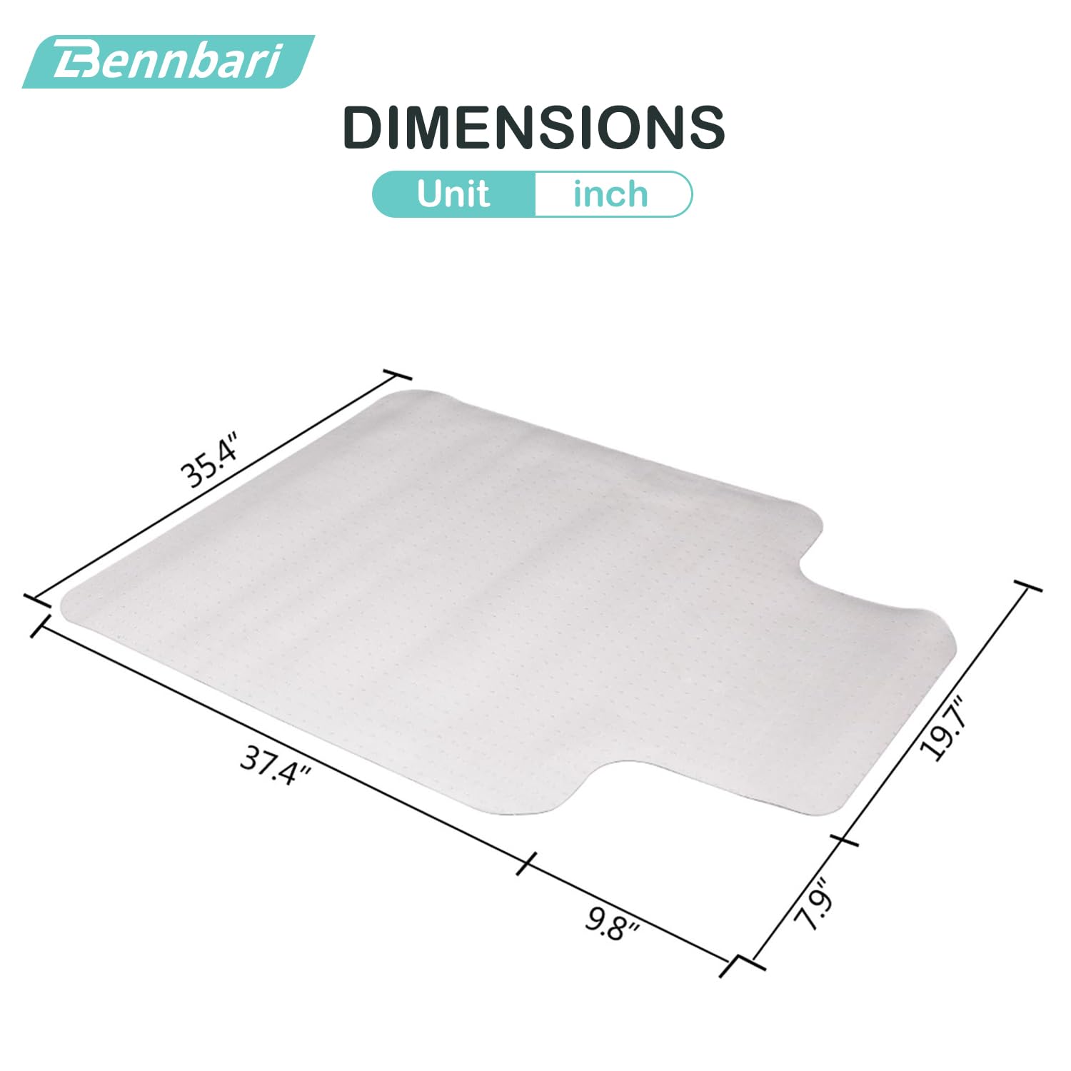 Bennbari Office Chair Mat with Lip, Mat for Carpet, Pile Carpet, Desk Chair Mat for Floor, Clear (Transparent)