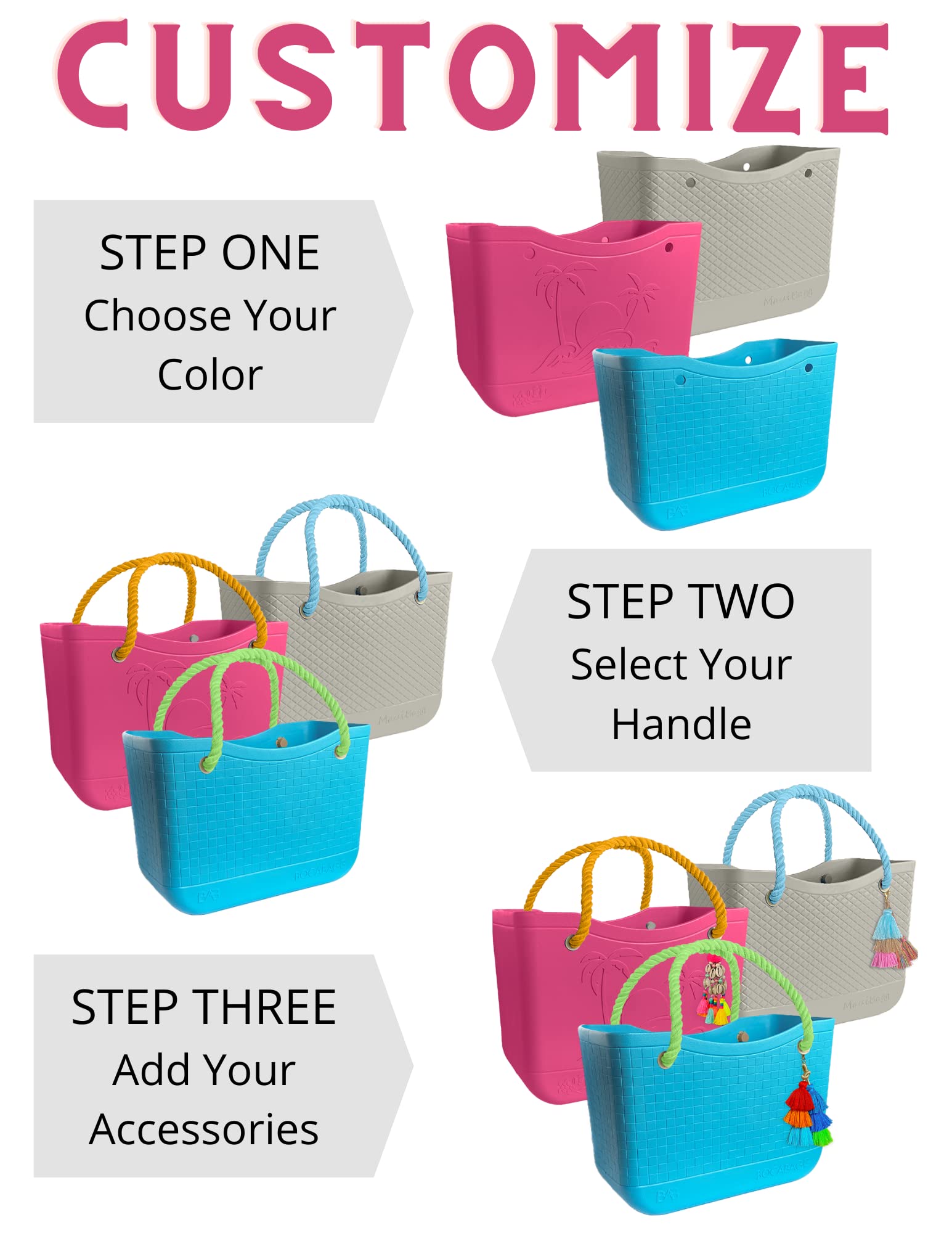 BuildABagg MauiBagg: Customize Your Large, EVA, Multipurpose Tote. Create Your Own Style. Washable, Open Tote Bag for the Beach, Boat, Pool & Sports. Tip-Proof & Fade Resistant (Black)