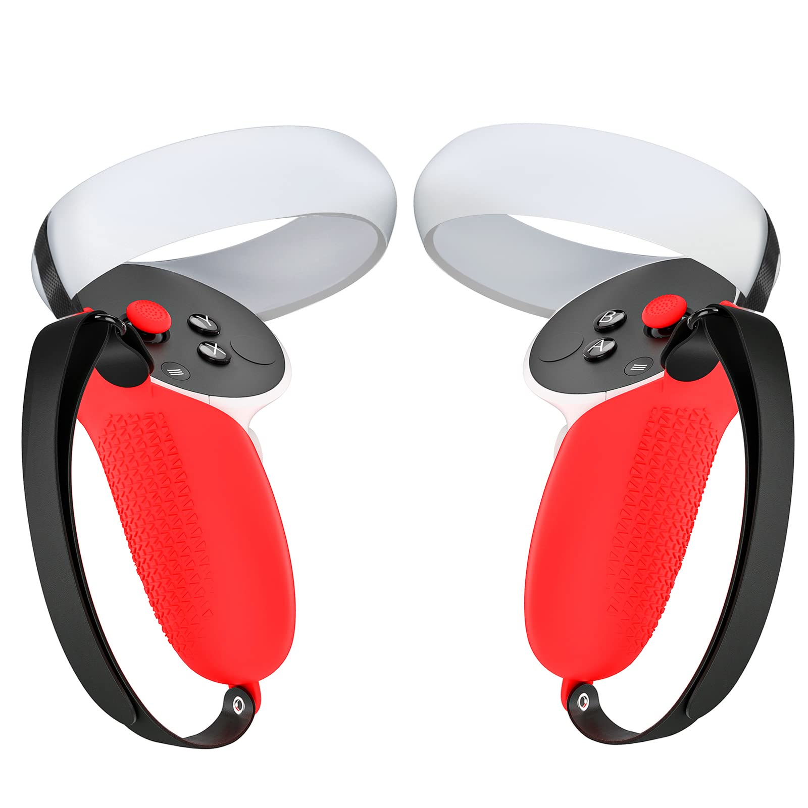 Controller Grips for Oculus Quest 2, Silicone Unibody Design with Adjustable Knuckle Strap Compatible with Quest 2 Accessories (Red)