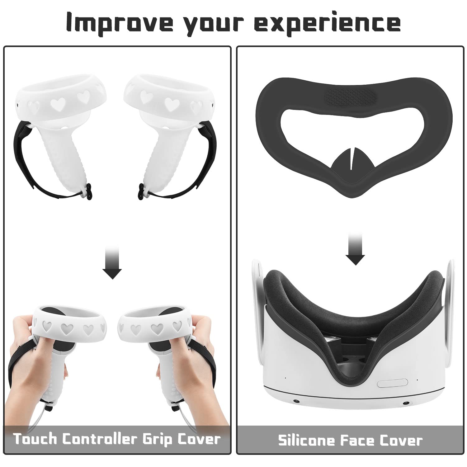 Carrying Case for Oculus Quest 2, Quest 2 VR Headset Travel Case All-in-One Virtual Reality Headset Protective Case with Silicone VR Face Mask & Controller Grips Cover for Quest 2