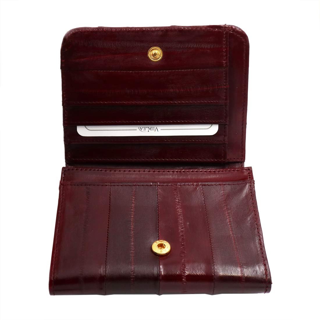 Zipper Wallets for Women Compact Bifold Eel Skin Wallet Credit Card Holder Coin Purse ELZH (Purple)