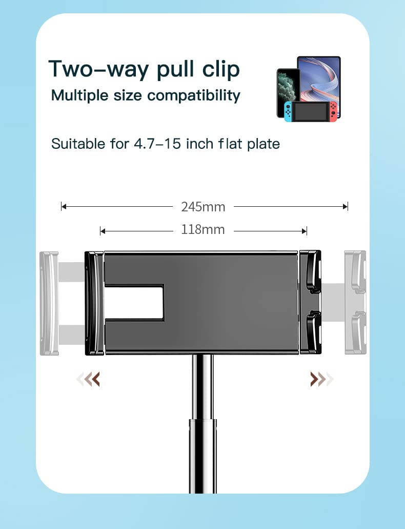 CNBANAN AYSYN Black 360° Rotating Bracket 4.7-15.6 Inch Cell Phone Stand Height Adjustable Phone Stand for Desk Compatible for ipad Phone Holder Stand