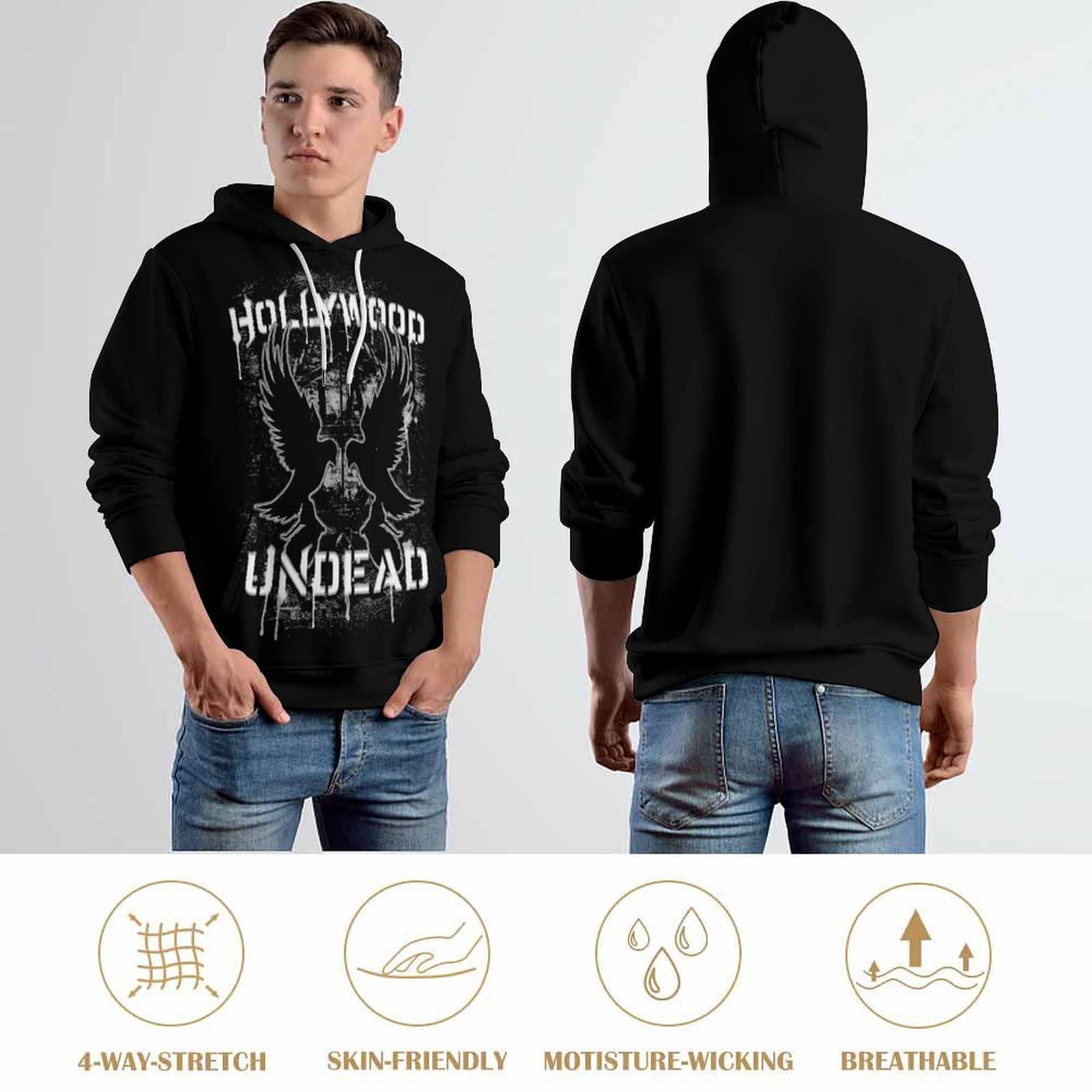 BENOLIVE Hollywood Rock Band Undead Novelty Hoodies Graphics Hooded Sweater Shirt With Pockets Pullover Sweatshirt for Men Women Style