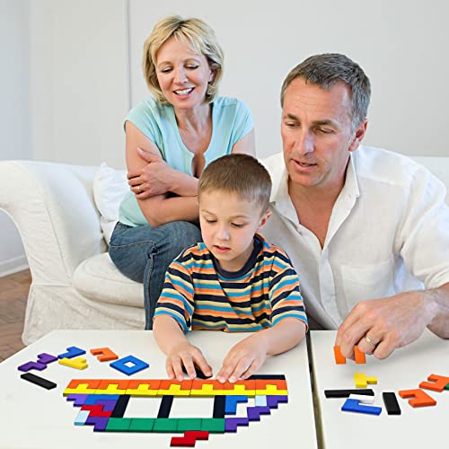 Wooden Blocks Puzzle Brain Teasers Toy,Wooden Puzzle Tangram,Cube 3D Puzzle for Kids,Puzzles for Kids Ages 2-8, Montessori Kids Educational Puzzle Games Gift (1 pcs)