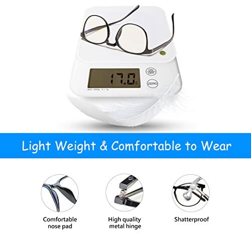 Blue Light Blocking Glasses for TV Phone Computer Gaming Screen Men and Women, TR90 Frame, Anti Eyestrain UV, 2 Pack