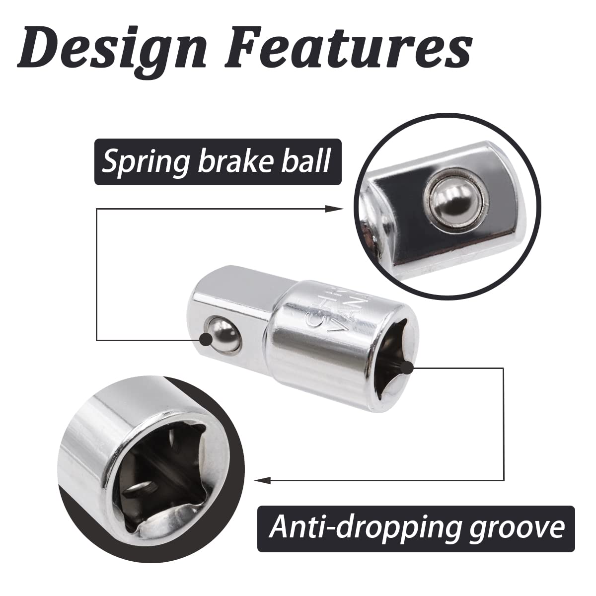 Dianrui 4PCS Sliver Socket Adapter Set,1/4" x 3/8", 3/8" x 1/4", 3/8" x 1/2", 1/2" x 3/8" Square Ratchet Socket Adapter/Reducer Converter Sets Kit For Car and Construction Work K-009