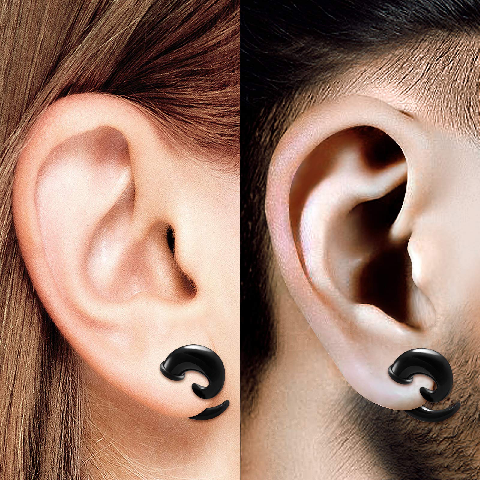 BIG GAUGES Pair of Black Acrylic Solid Spiral Coil Taper O-rings Piercing Jewelry Ear Plug Stretching Expander Earring (A002.3:Acrylic, 00 g 10 mm (2pcs))