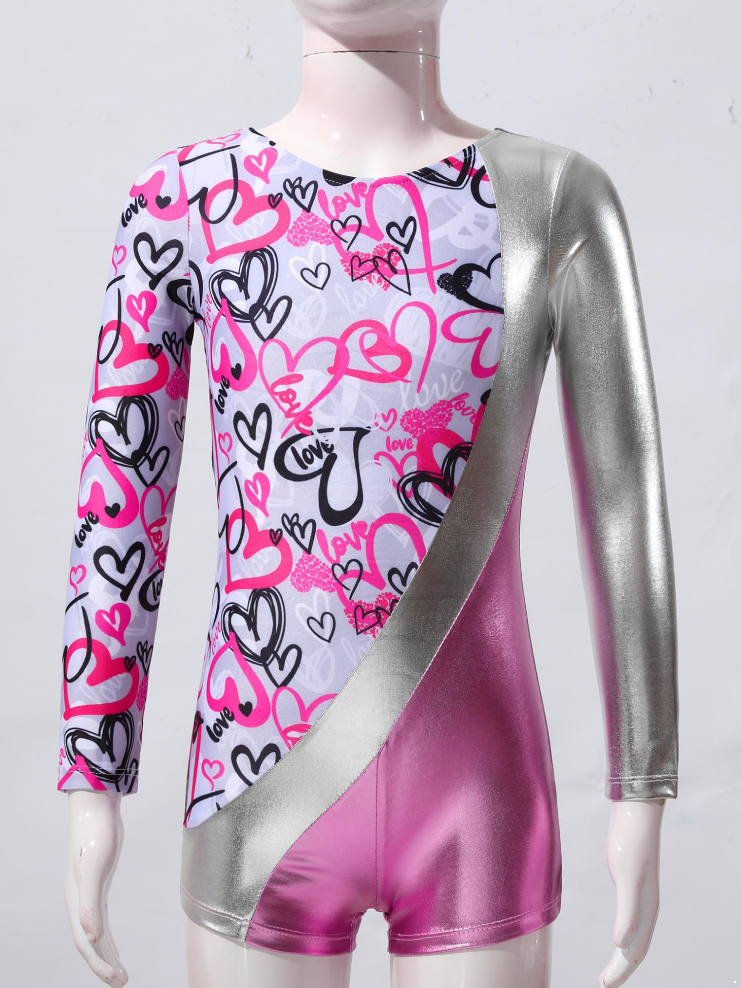 Choomomo Junior Girls Mesh Splice Gymnastics Dance Leotard One Piece Sports Workout Jumpsuit Pink 8 Years