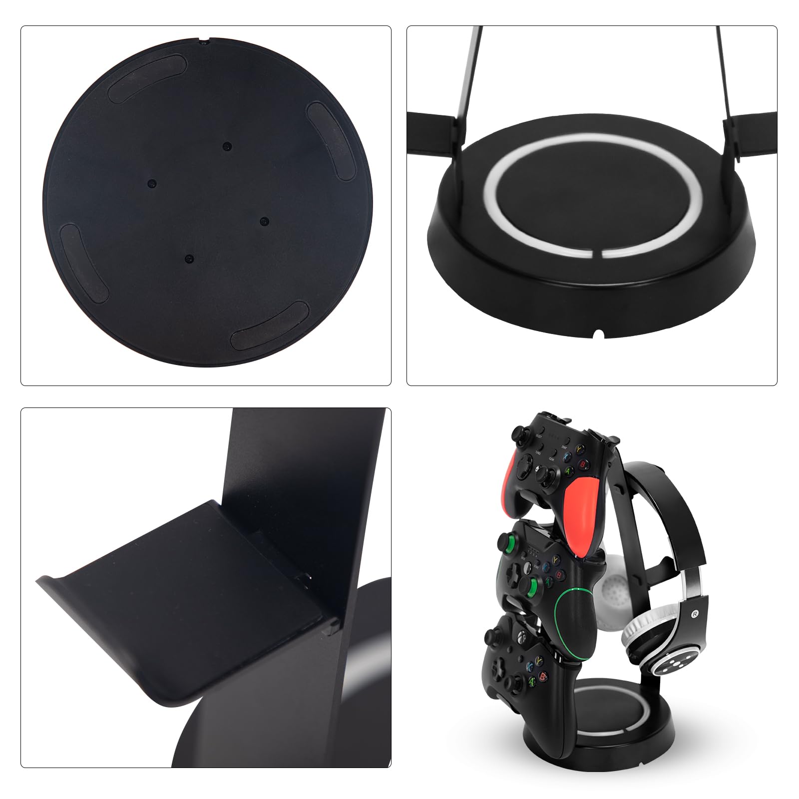 Controller Holder 3 Tier, Controller Stand for Desk, Multiple Adjustable Headset Hanger for PS5 PS4 PC Xbox Nintendo Switch Gamepad Storage Organizer, Headphone Stand & Desk Mounts for 4 Controller