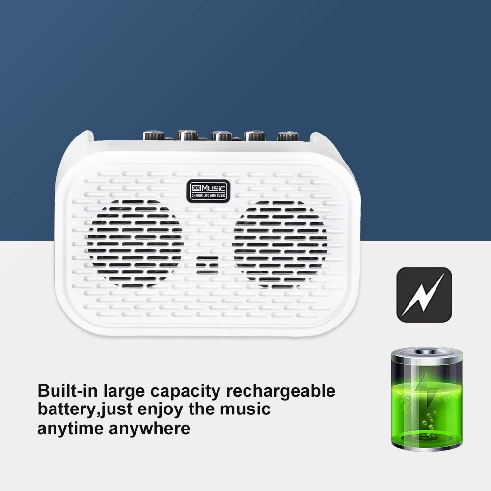 Coolmusic 10 Watt Portable Rechargeable Bluetooth Electric Guitar Amplifier with Delay Effect, 3 Band EQ