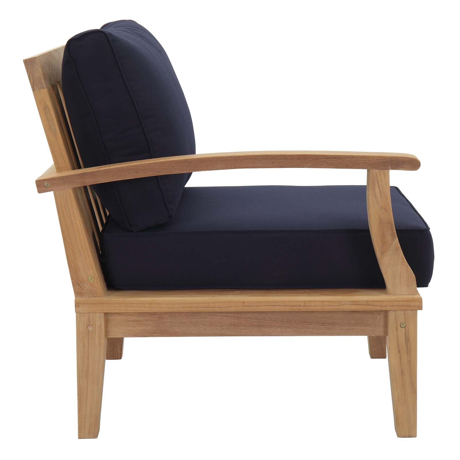 Modway EEI-1822-NAT-NAV-SET Marina Premium Grade A Teak Wood Outdoor Patio Furniture Set, 2 Piece, Natural Navy