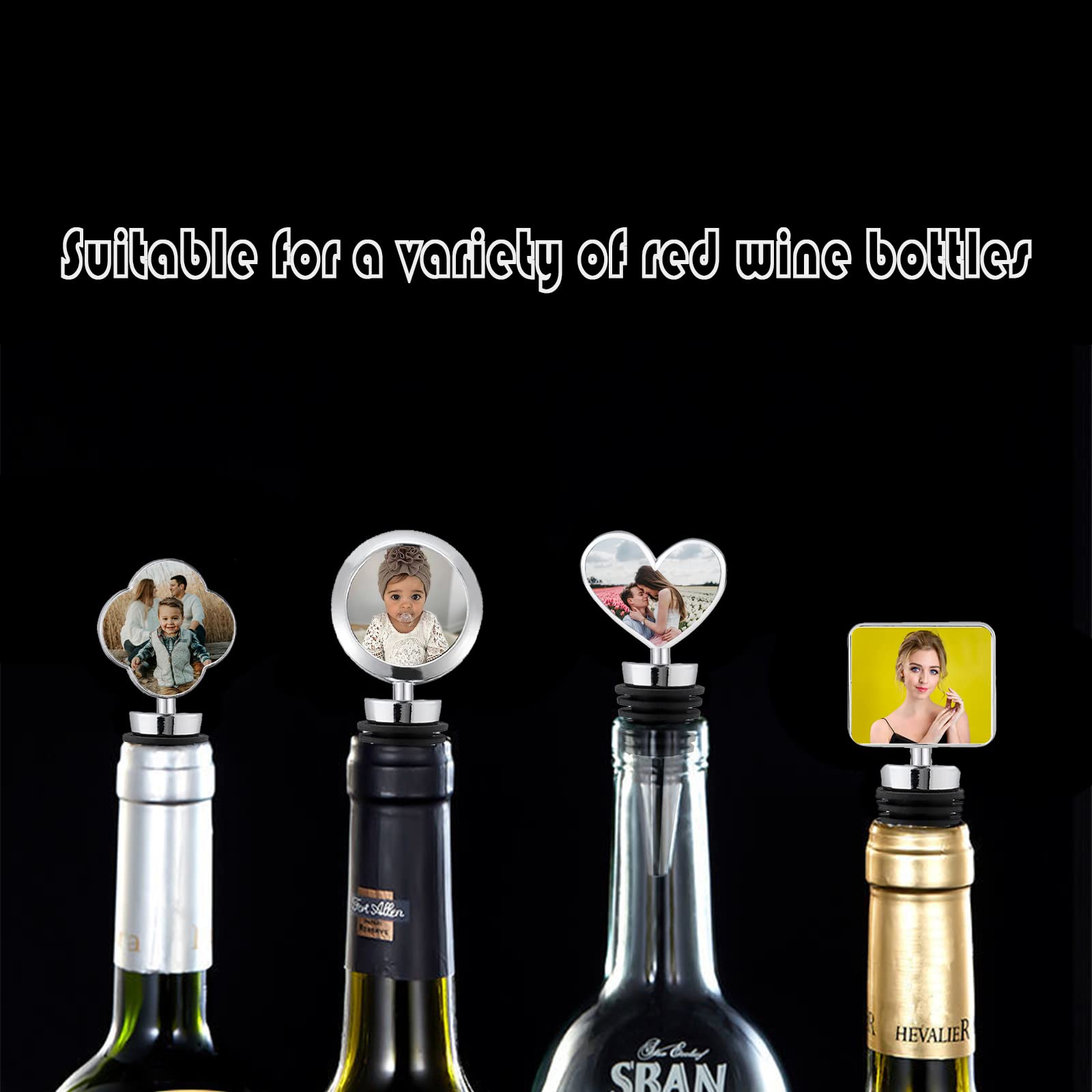 Custom Wine Bottle Stopper with Photo Personalized Wine Bottle Stoppers Zinc Alloy Reusable Wine Saver Corks for Wine, Champagne, Beverages -Clover
