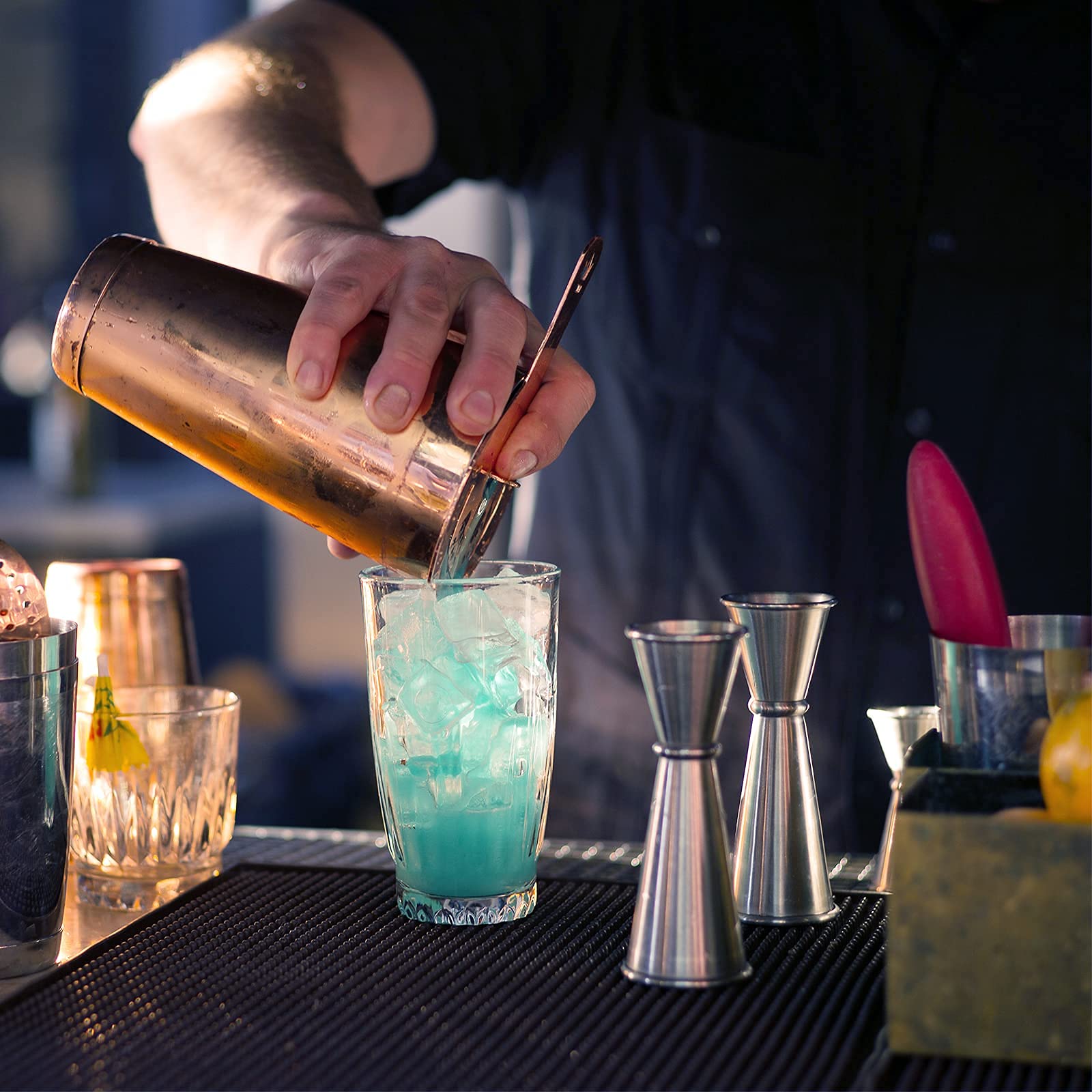Cocktail Jigger for Bartending - Japanese Double Sided Jigger with Measurements Inside, 2 oz 1 oz Stainless Steel Measuring Jigger