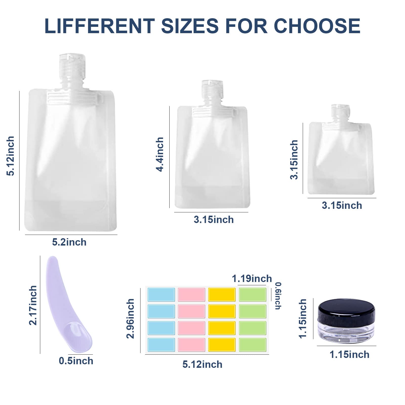OUFAN Travel Size Pouches for Toiletries,TSA Approved Leak-proof Travel Portable Fluid Packing Bags with Labels for Shampoo, Conditioner, Lotion (20PACK)