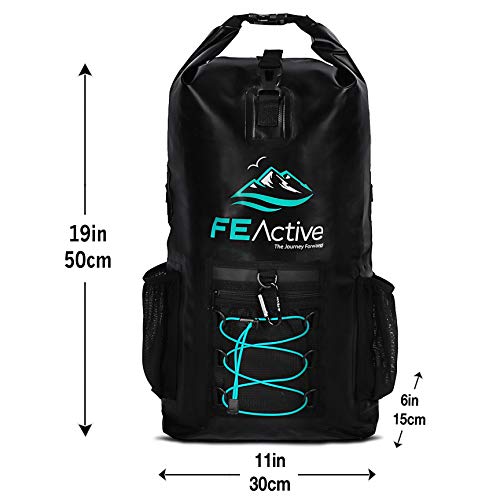FE Active Dry Bag Waterproof Backpack - 20L Eco Friendly Hiking Backpack. Ideal for Camping Accessories & Fishing Gear. Great Travel Bag, Beach Bag for Kayak & Boating | Designed in California, USA