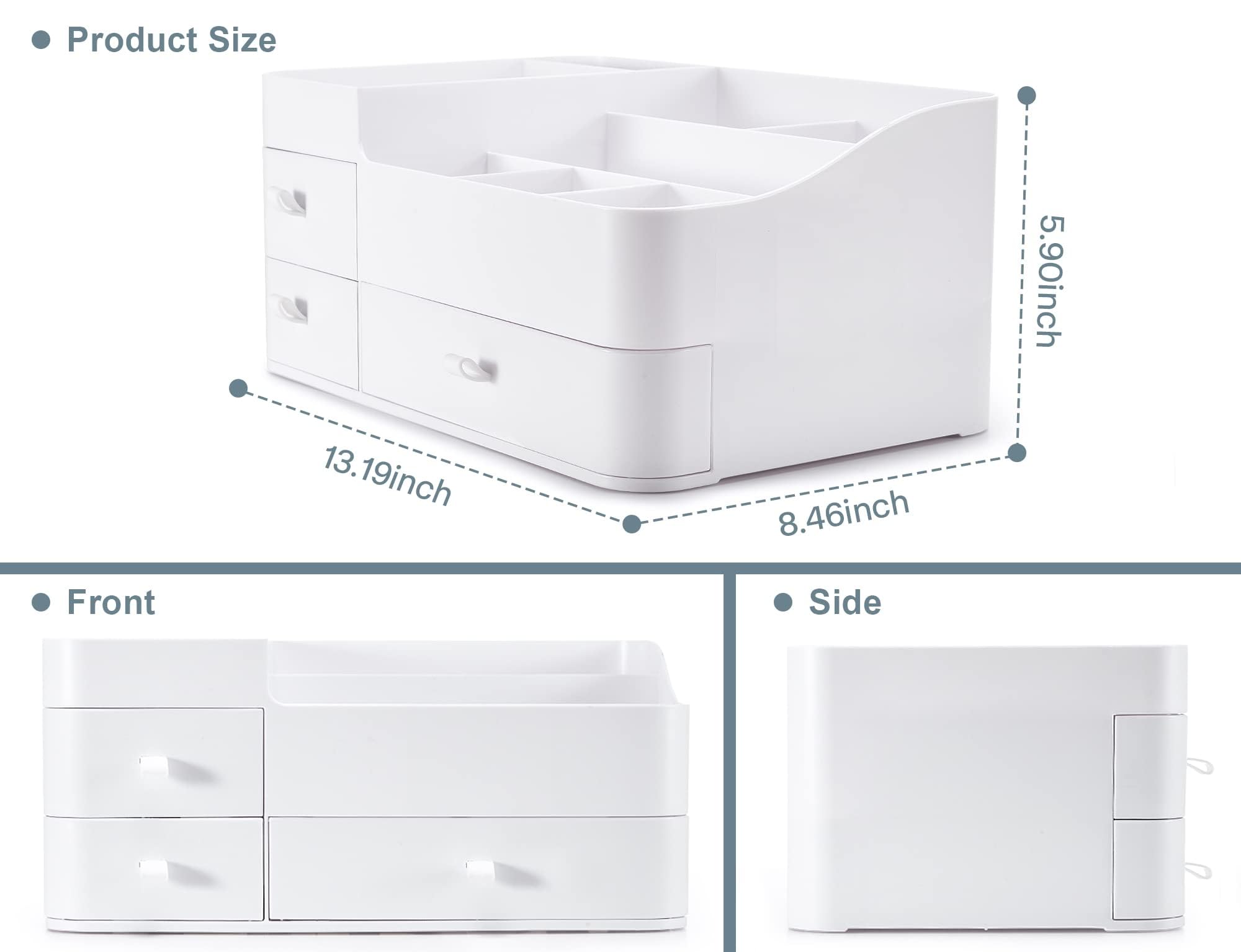 BREIS Makeup Organizer,Large Countertop Skincare Organizers for Vanity, Dresser Bathroom Organization and storage for Cosmetics Brushes Perfume Eyeshadow Lotion Gel Nail Polish Lipstick(White)