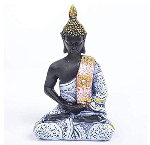Buddha Sitting Meditation Statue Sculpture Home Decoration Ornament Garden Resin Figurine - Blue