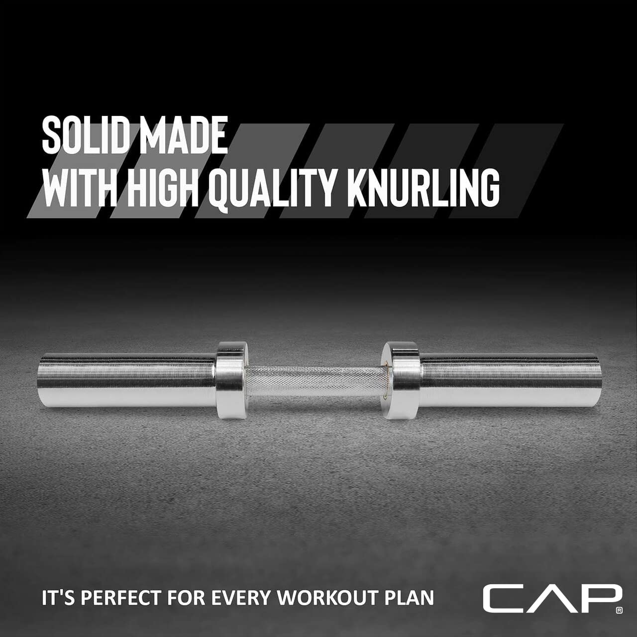 Cap 2" Solid Olympic Dumbbell Handle, No Collars, Chrome
