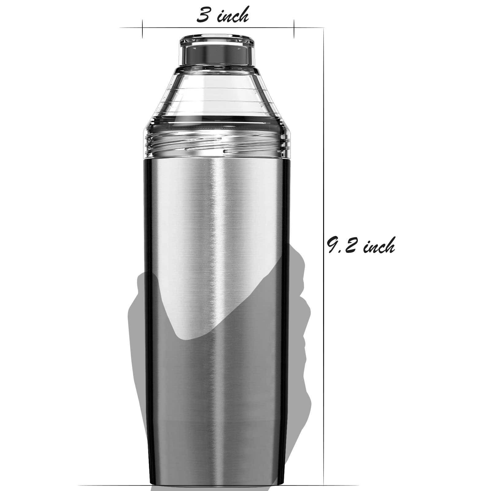 Cocktail Shaker with Measuring System - Signice 20 Oz Vacuum Insulated Martini Shaker Stainless Steel Margarita Drink Shaker Mixer for Bartender,100% Leak Proof