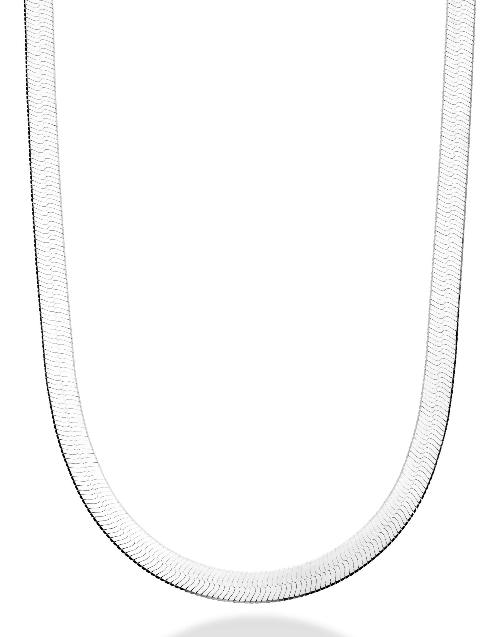 Miabella 925 Sterling Silver Italian Solid 7mm Flat Herringbone Chain Necklace for Women, Made in Italy (Length 20 Inches)