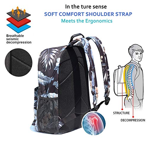 Forever cultivate Original Floral Leaf Travel Backpack,Waterproof Gym Backpack Suitable for Travel,Gym,Shopping,Yoga,Hiking,Beach (I)