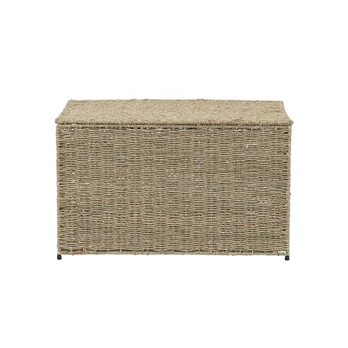Household Essentials ML-5665 Decorative Wicker Chest with Lid for Storage and Organization | Large | Light Brown